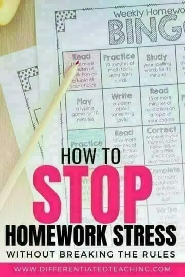 Homework Bingo - a differentiated homework solution that parents & kids ...
