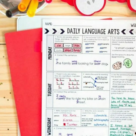 Free 4th Grade Language Spiral