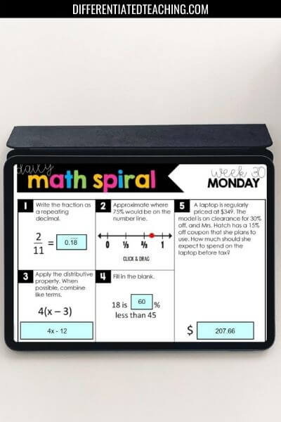 7th Grade Math Spiral Review (Free Download)